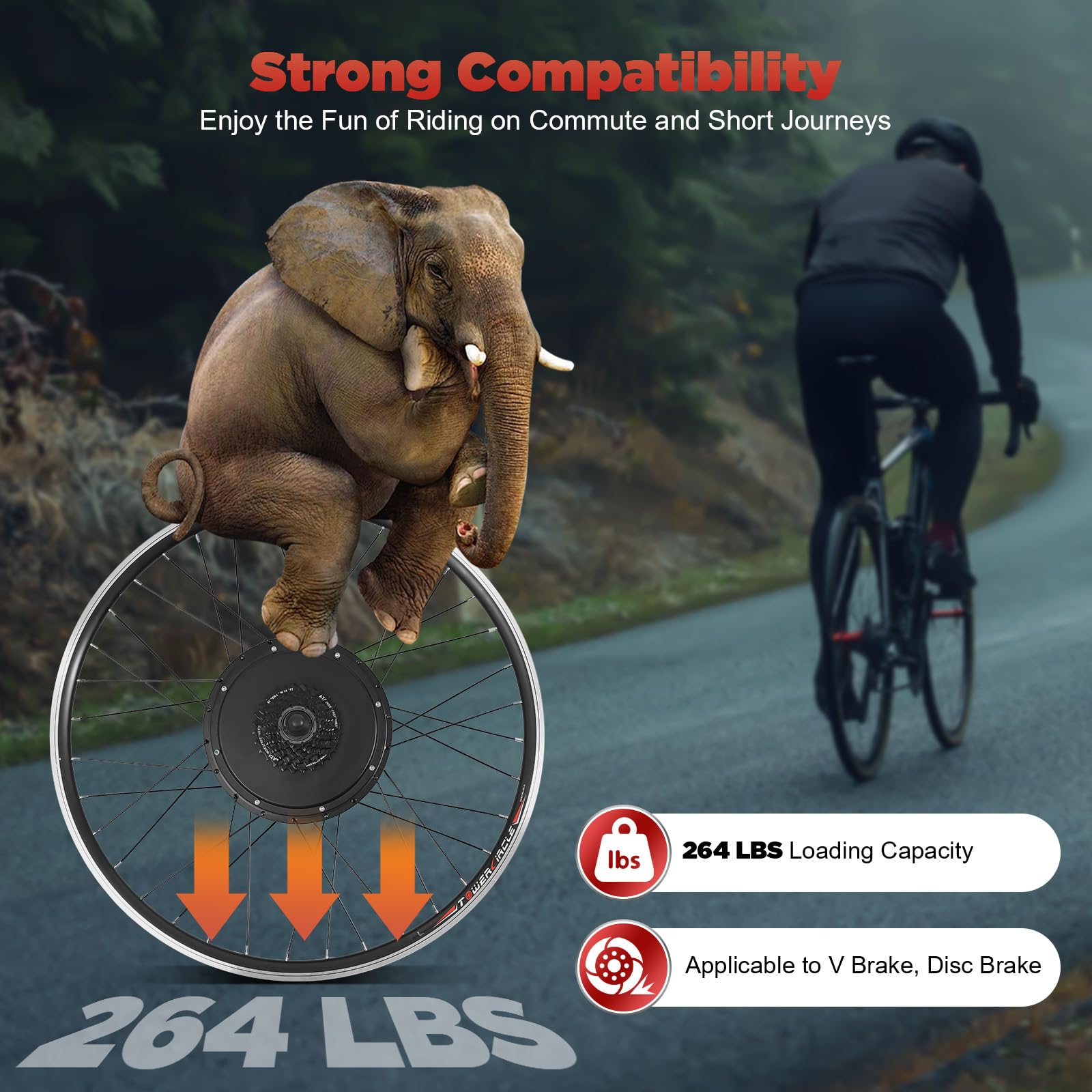DCEHKR E-Bike Conversion Kits 48V Electric Bike Rear Hub Conversion Kit with Brushless and Gearless Motor 1000W Electric Bicycle Conversion Kits Suitable for 28-inch, 29-inch Rear Wheel Ebike