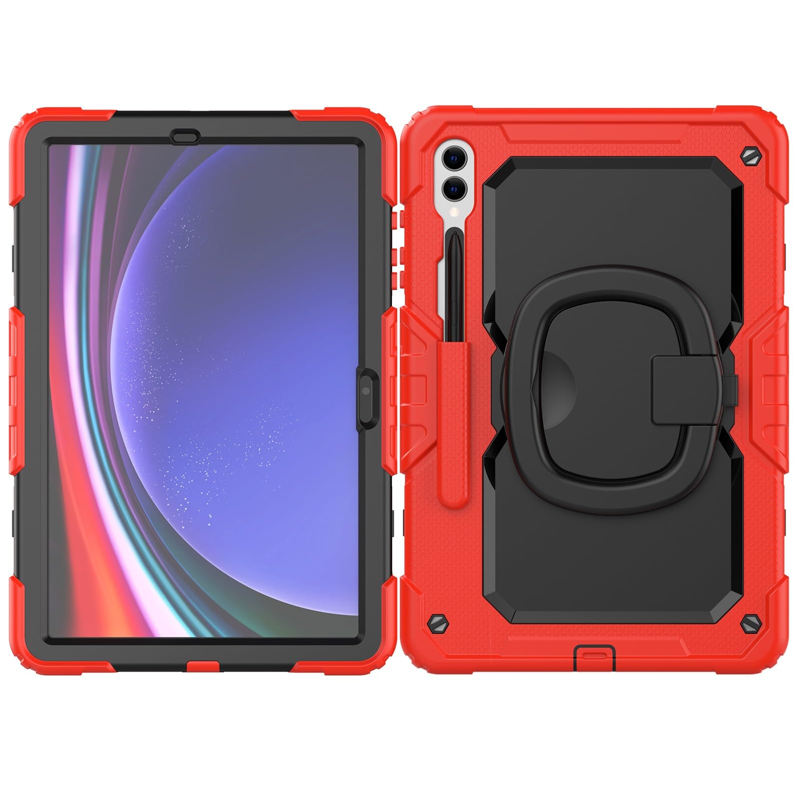 Cover Case Heavy Duty Shockproof TPU Case Compatible with Samsung Galaxy Tab S9 Ultra 14.6 Inch 2023 (SM-X910/X916B/X918U) Kids Case,360 Degree Rotating Handle Stand Bracket W Screen Protector+Shoulde