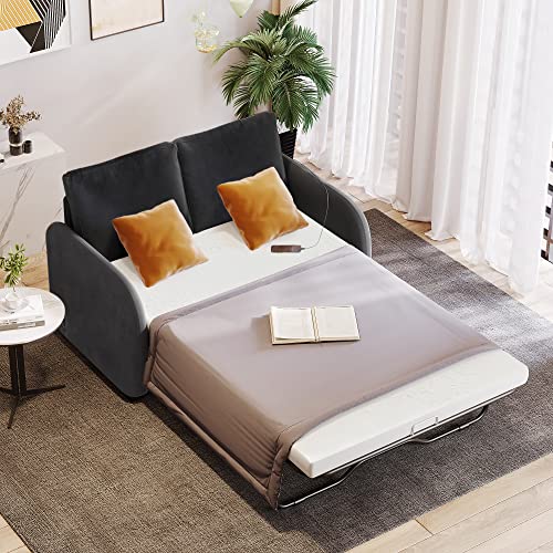 ERYE 3-in-1 Futon Daybed with Pull Out Sleeper Couch Bed, Loveseat Sofa W/Reclining Backrest Convertible Sleep Sofabed for Home RV Apartment Office Living Room