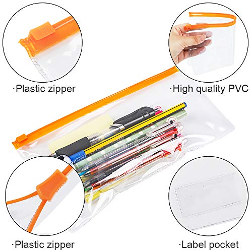 EOOUT 24 PCS Poly Zip Envelope, Pencil Pouch, Reusable Envelopes, Pencil Case Bulk, Bill Bag, 9 x 4.7 Inches, A6 Size, 10 Colors, for School and Office Supplies