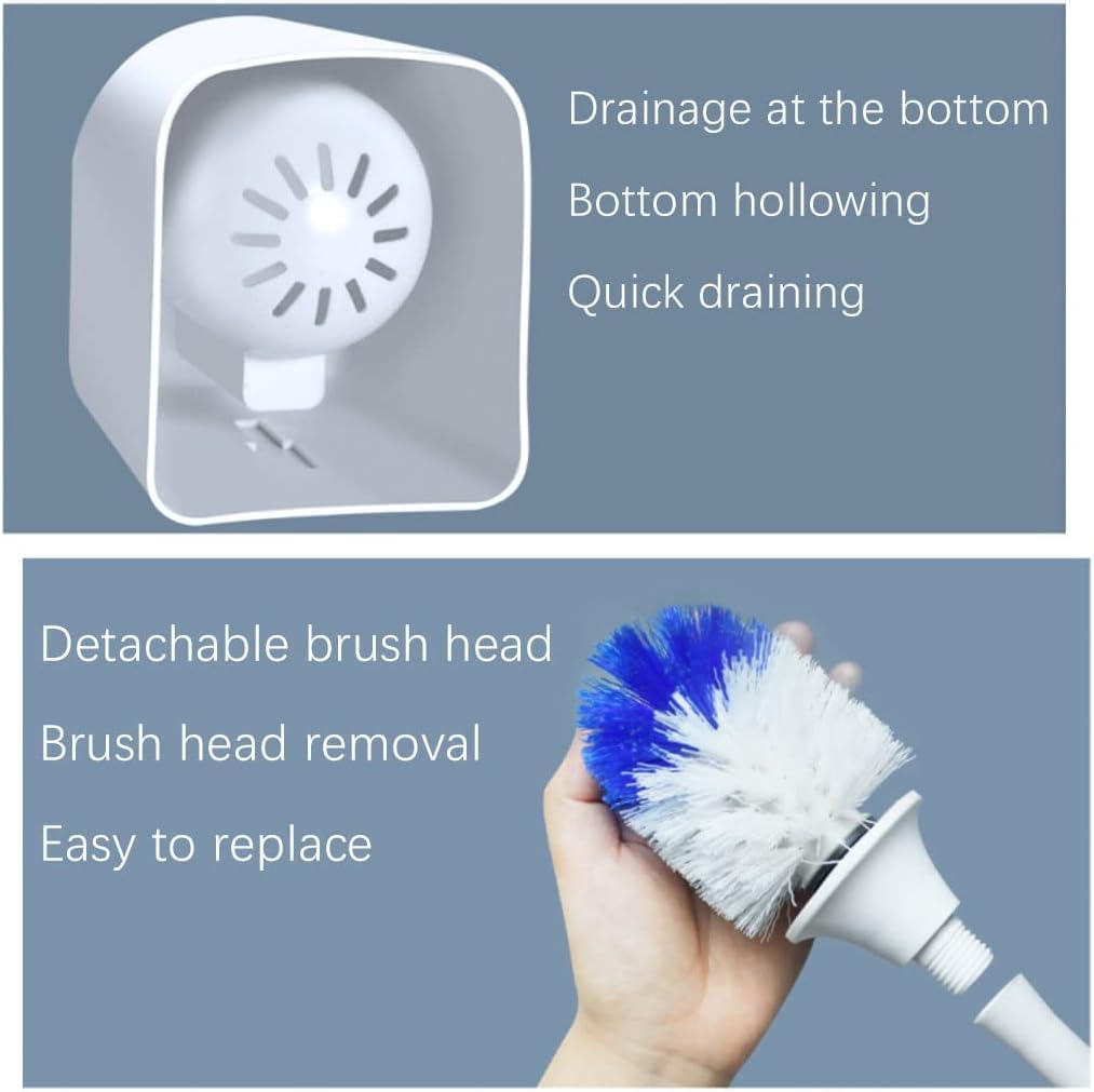 SAAKO Wall Mounted Toilet Brush Plastic with Holder Toilet Cleaner Brush Bathroom Deep Cleaning Toilet Bowl Brush Easy to Install