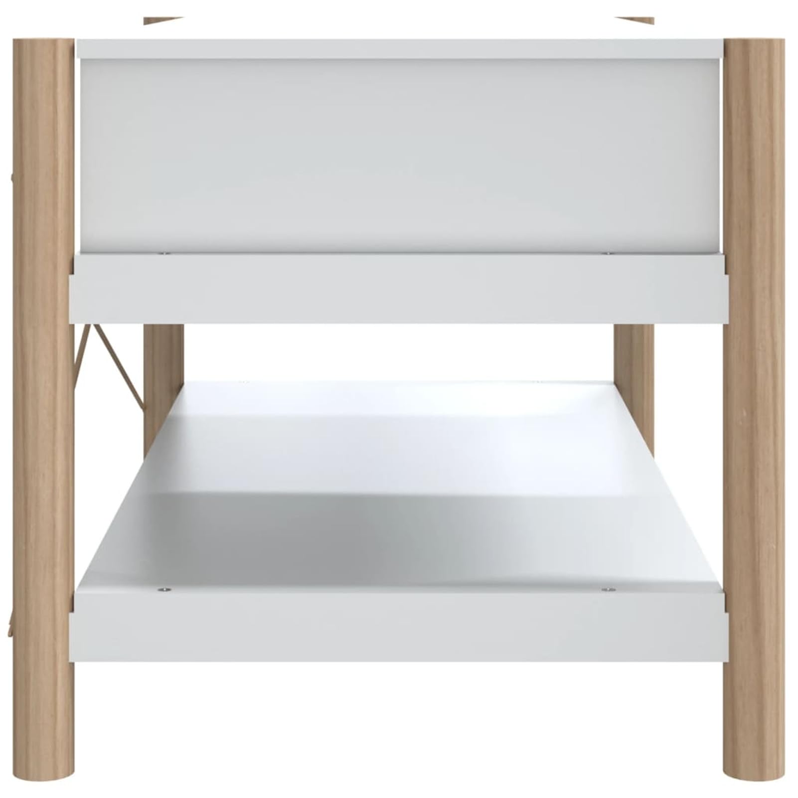 Tidyard Coffee Table with 2 Storage Drawers and Shelf, Engineered Wood Sofa Side Table, Wooden Couch End Table for Living Room 32.3 x 18.9 x 17.7 in White Small Space