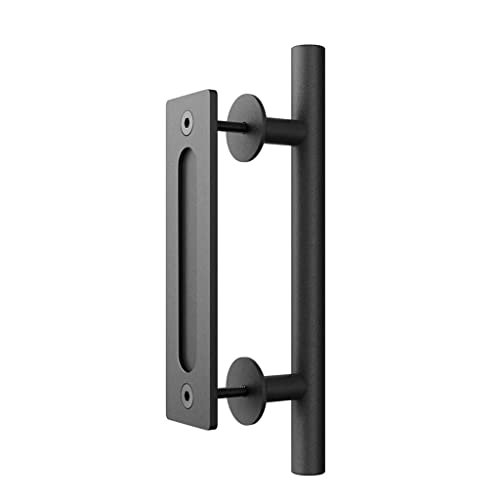 N/A 12in Sliding Barn Door Handle Stainless/Carbon Steel Flush Pull Set Pull Handle Heavy Duty Wood Interior Door Hardware (Color : D, Size : 12in)