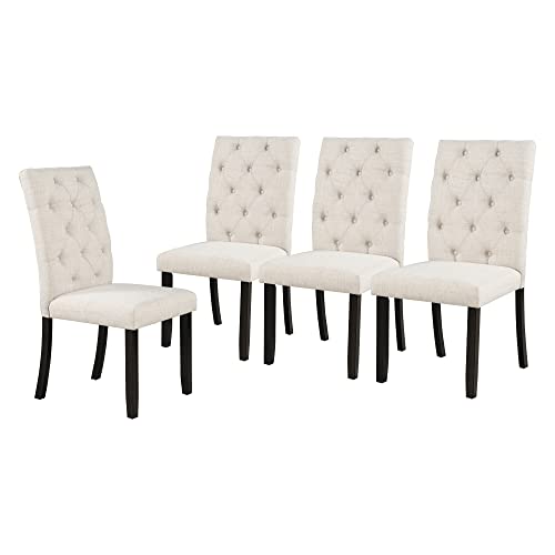 Goohome 6-Piece Farmhouse Kitchen Dining Set, Mid-Century Wood Rectangular Table, 4 Flannelette Upholstered Chairs and Bench Family Furniture, for Home, Apartment, Espresso