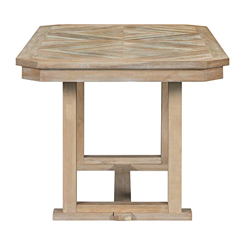 Goohome 6-Piece Rubber Dining Table Set, with Beautiful Grain Pattern Tabletop Solid Veneer and Soft Cushion, Bench Family Furniture for Home, Apartment, Kitchen, Natural Wood Wash