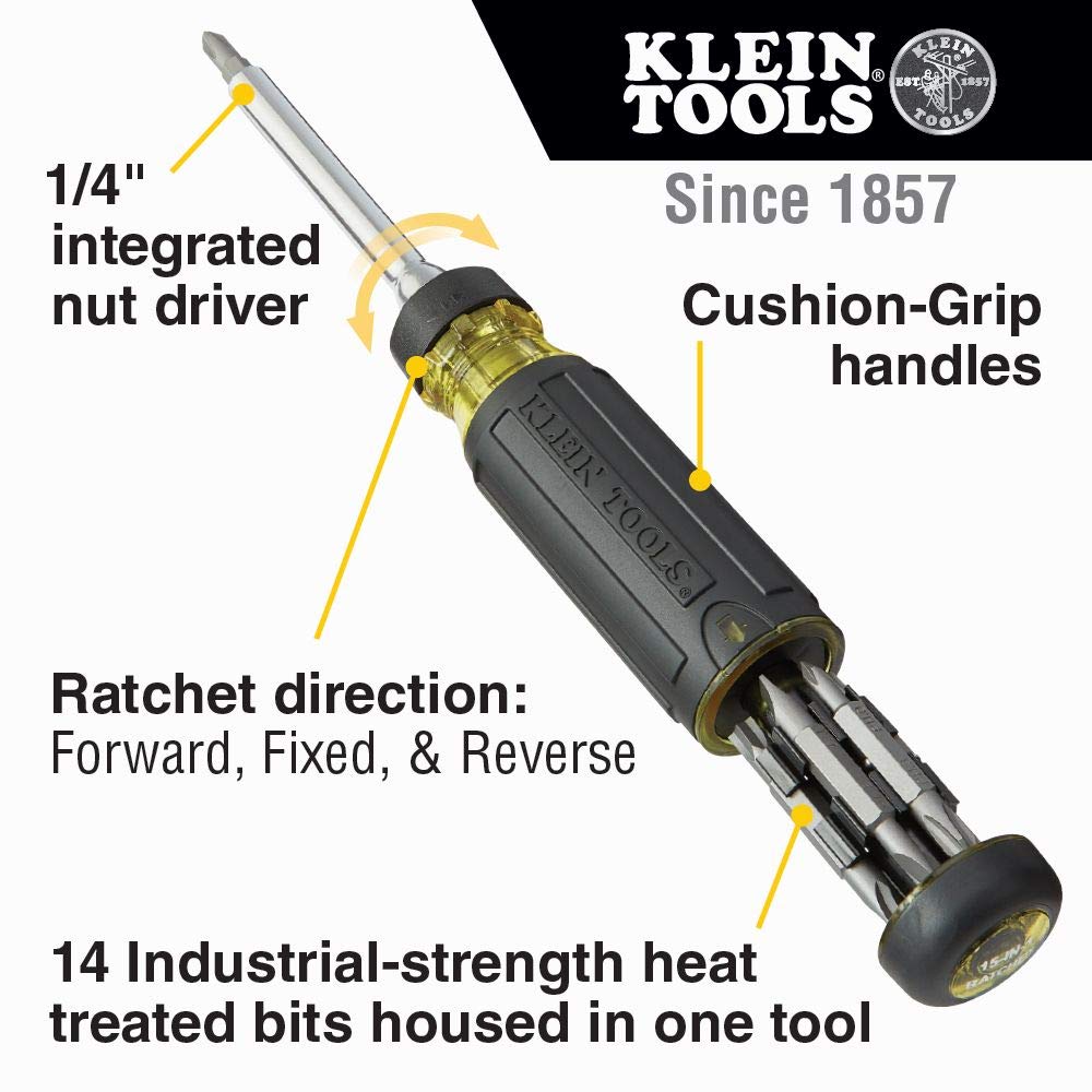 Klein Tools Multi-Bit Screwdriver Set - 11-in-1, 6-in-1 Stubby, 15-in-1 Ratcheting