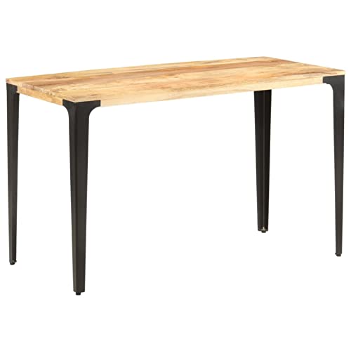 Tidyard Dining Table 47.2 x 23.6 x 29.9 Inch Solid Mango Wood Wooden Dinner Table Steel Legs for Kitchen, Bistro, Home Furniture