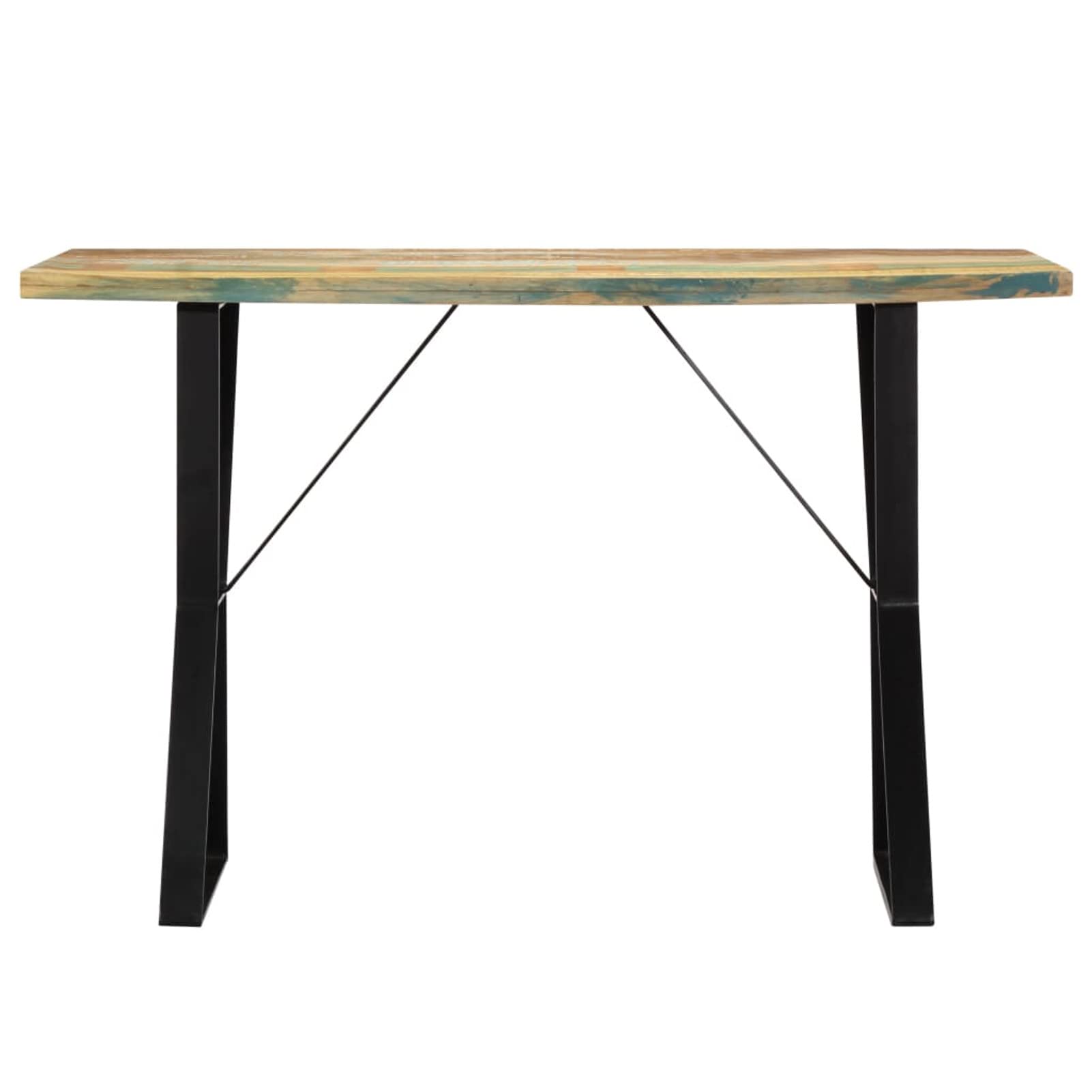 Tidyard Dining Table 47.2 x 23.6 x 29.9 Inch Solid Reclaimed Wood Wooden Dinner Table for Kitchen, Bistro, Home Furniture Multicolor
