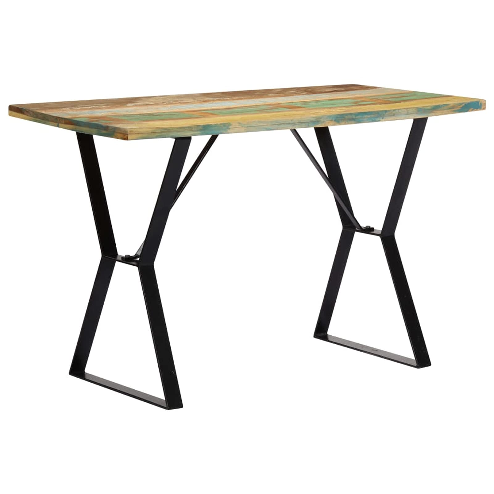 Tidyard Dining Table 47.2 x 23.6 x 29.9 Inch Solid Reclaimed Wood Wooden Dinner Table for Kitchen, Bistro, Home Furniture Multicolor