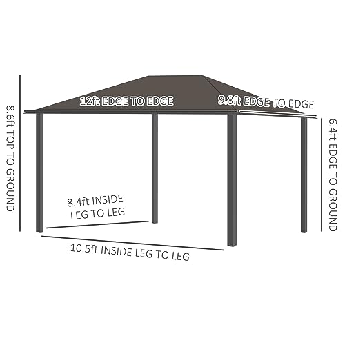 BBQ Gazebo Canopy 10 x 12' Deluxe Gazebo Patio Canopy Hard Top Outdoor Event W/Double Netting Grill Gazebo Shelter for Patio, Garden