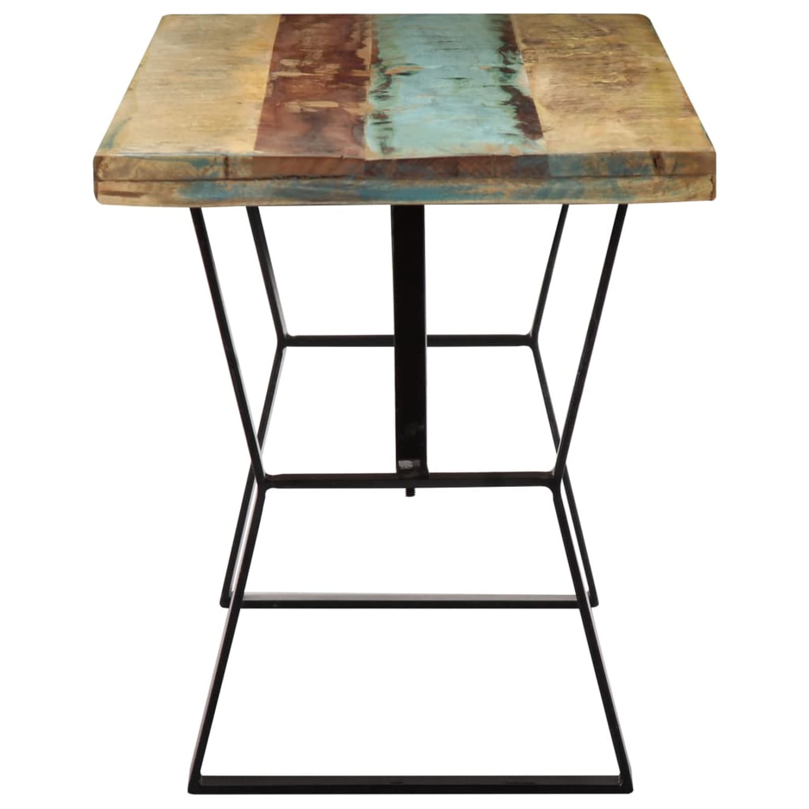 Tidyard Dining Table 47.2 x 23.6 x 29.9 Inch Solid Reclaimed Wood Wooden Dinner Table for Kitchen, Bistro, Home Furniture Multicolor