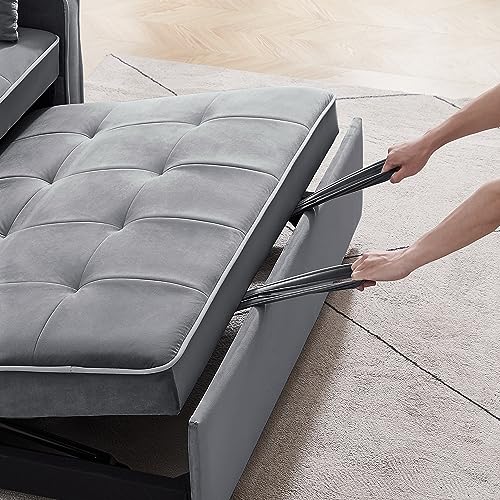 Upholstered 2 Seaters Futon Sofa Loveseat with Adjustable Backrest Convertible Sleeper Couch Bed for Small Space Apartment Office Living Room Furniture Sets