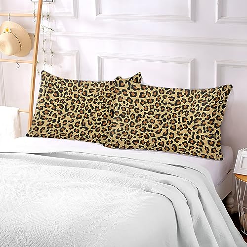 Yellow Camouflage Leopard Pillow Cases King Size Velvet Pillow Covers Super Soft Decorative Pillowcase with Zipper for Women Men Bedroom Sofa Couch