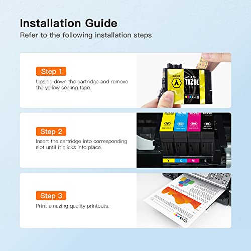 E-Z Ink (TM Remanufactured Ink Cartridge Replacement for Epson 702XL T702XL 702 T702 to use with Workforce Pro WF-3720 WF-3730 WF-3733 Printer (1 Cyan, 1 Magenta, 1 Yellow, 3 Pack)