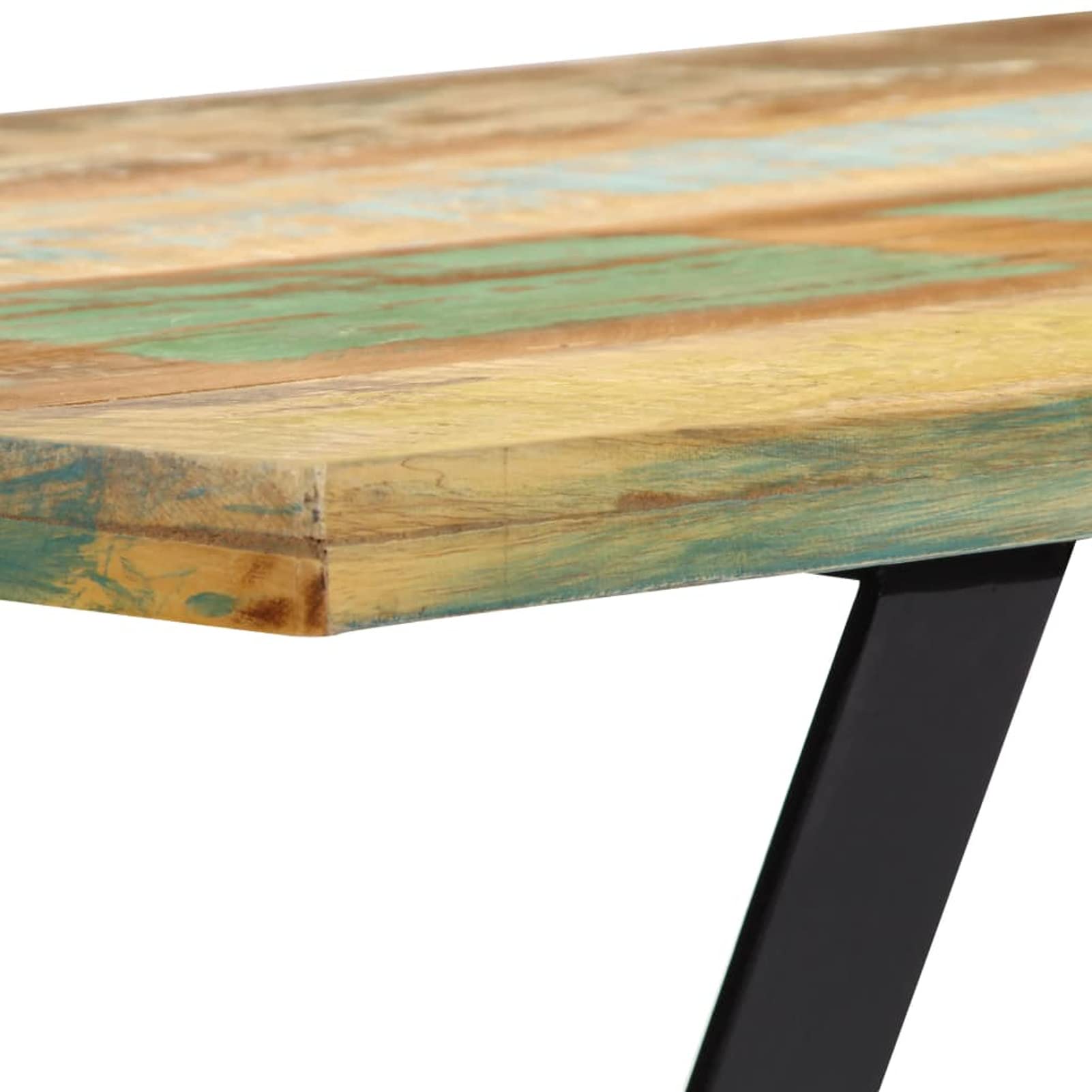 Tidyard Dining Table 47.2 x 23.6 x 29.9 Inch Solid Reclaimed Wood Wooden Dinner Table for Kitchen, Bistro, Home Furniture Multicolor