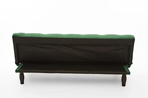 ERYE Green 3-in-1 Upholstered Futon Loveseat Convertible Sleeper Bed,2-Seaters Sofa & Couch Soft Cushions Love Seat Daybed for Small Space Living Room Napping Velvet Armless NO Pillows