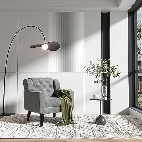 Accent Chair Living Room Chairs Single Sofa Chair, Accent Chairs Arm Chairs with Button Tufted Linen Fabric, Mid Century Accent Arm Chairs Comfy Reading Lounge Club Armchair for Bedroom Office Study