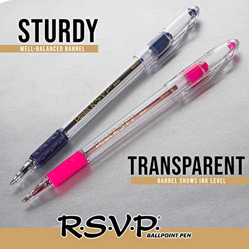 Pentel(R) R.S.V.P.(R) Ballpoint Pens, 1.0 mm, Medium Point, Clear Barrel, Black Ink, Pack Of 12, BK91-A