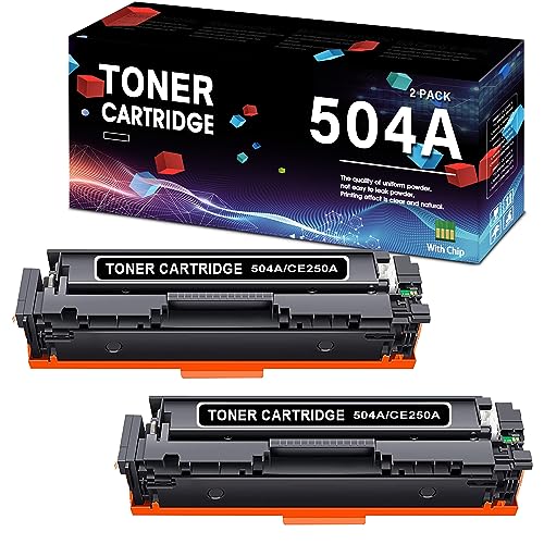 504A Black Toner Cartridge (with Chip), CE250A High Capacity Toner Cartridge, Compatible Replacement for CP3525N CP3525 CP3525X CP3525DN CM3530 MFP CM3530FS MFP Printer.(2 Pack/ Black )