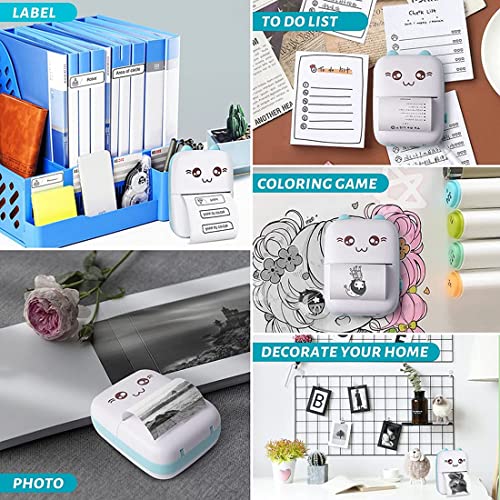 Ranen Mini Portable Printer Photo Pocket Photo Bluetooth V4.0 200 Sticker Receipt Printer Mobile Thermal Printer(B)