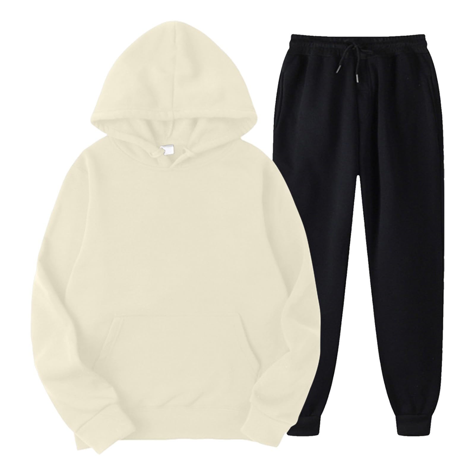Unisex Hoodies Tracksuit Sweatsuits for Women Set Mens 2 Piece Hooded Sweatshirts and Sweatpant Set Print Sweatsuits A2-Beige, Small