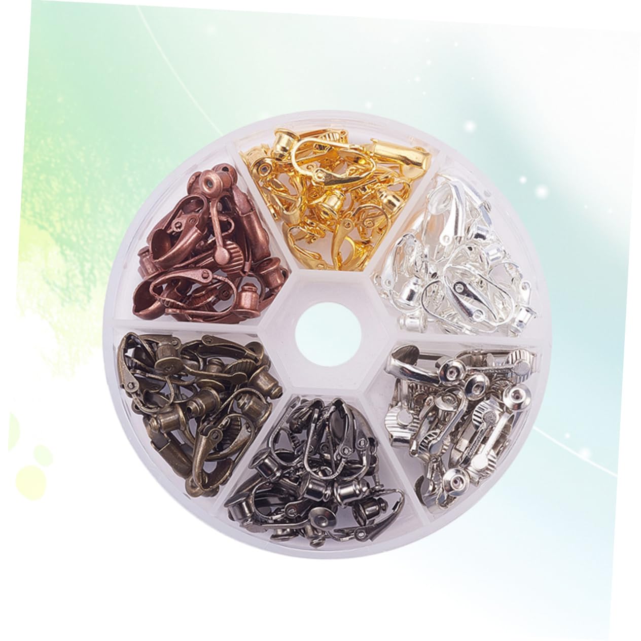 COHEALI 72 Pcs Non- Pierced Ears Ear Ring Non- Pierced Earring Clips Aretes Ear Clips Clip- on Earring Base DIY Earring Clips Inears Jewelry Accessories Non-Piercing Jewelry Material Boxed