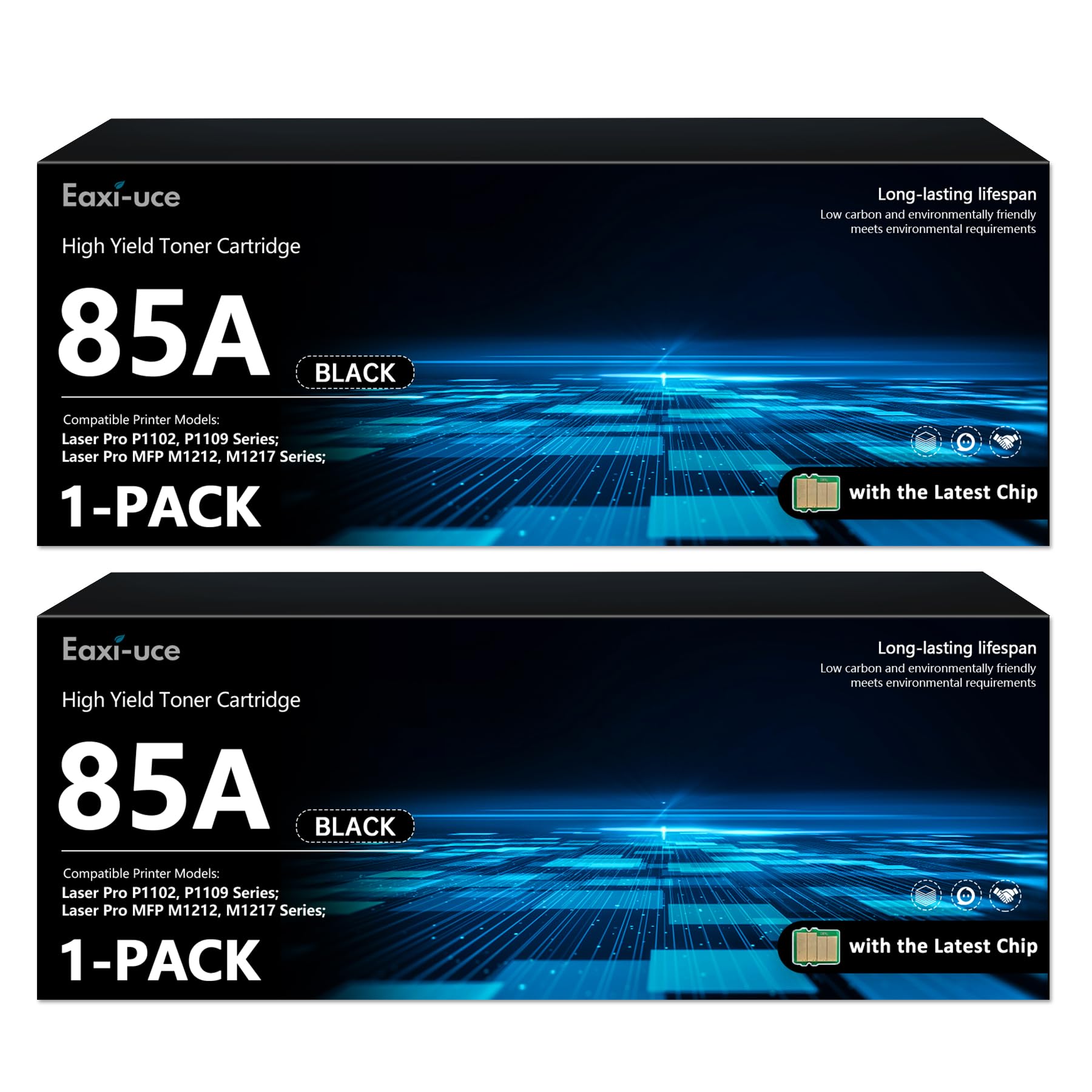 (with Chip) 85A CE285D Black Toner Cartridges, Pack of 2 Replacement for HP 85A CE285A Compatible with Pro P1102w P1109w P1005 P1006 M1132; M1212nf M1217nfw M1214nfh M1216nfh M1219nf MFP Printer