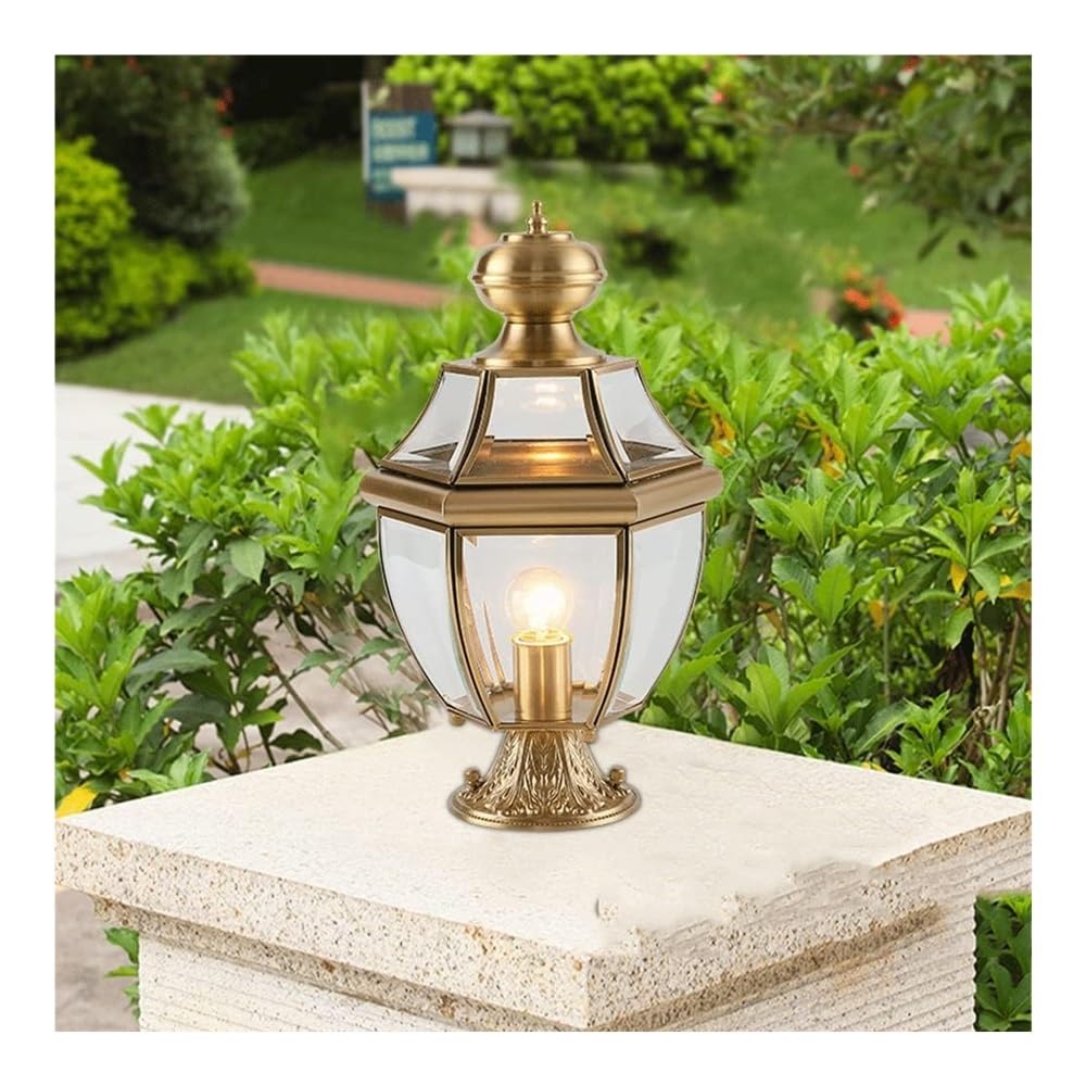 SANBDDLYY Outside Deck Streetlight Home Lawn Driveway Backyard Backyard Column Lamp Water Proof Outdoor Post Light E27 Simplicity Brass Exterior Pillar Lamp Villa Fence Gate House Porch Patio