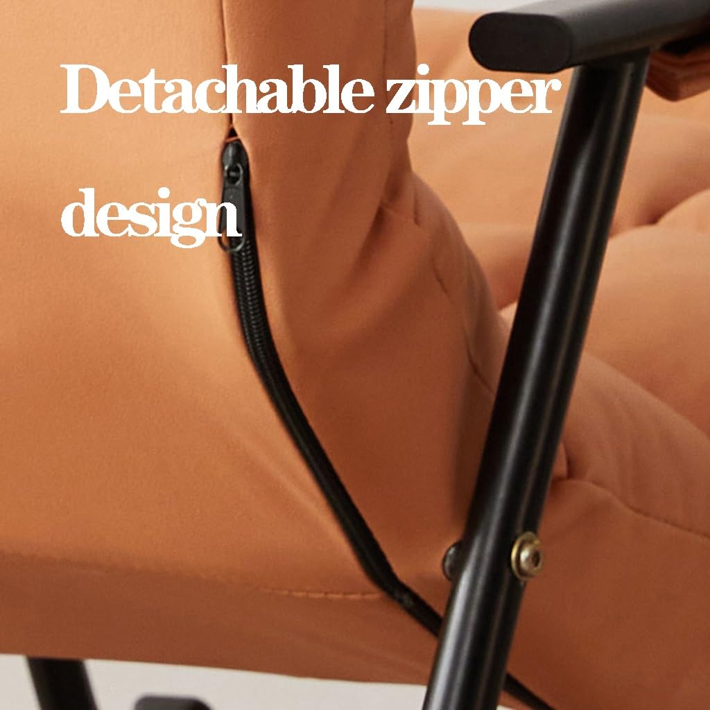 WIGSELBL Accent Folding Rocking Recliner Chair Nursery with Side Pocket and Adjustable High Back,Comfortable Upholstered Nursing Glider Rocker Armchair for Living Room (Color : Orange)