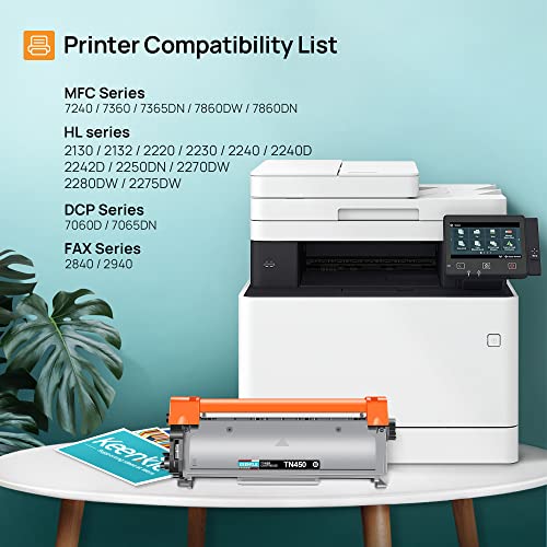 KEENKLE TN450 TN-450 Compatible for Brother TN450 TN-450 TN420 Toner Replacement to use with HL-2270DW HL-2280DW HL-2240 MFC-7360N DCP-7065DN MFC7860DW Intellifax 2840 2940 Printer(2 Black)