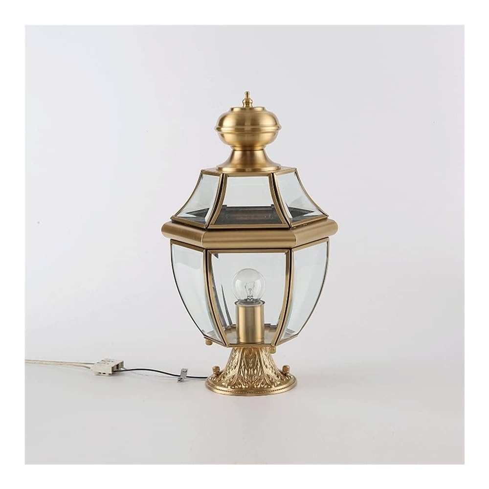 SANBDDLYY Outside Deck Streetlight Home Lawn Driveway Backyard Backyard Column Lamp Water Proof Outdoor Post Light E27 Simplicity Brass Exterior Pillar Lamp Villa Fence Gate House Porch Patio