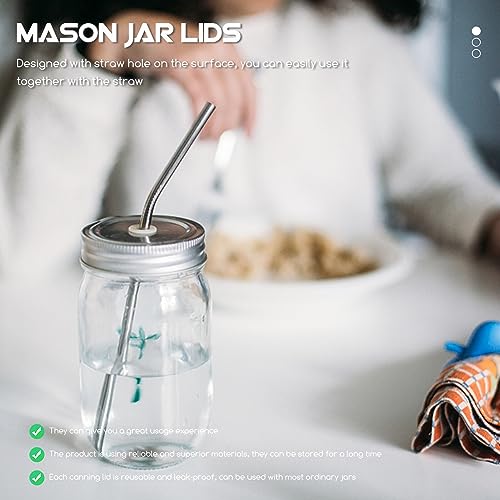 12pcs Cup Lid Leak Proof Canning Caps Secure Canning Jar Caps Jar Covers Jar Straw Lids Leak Proof Lid Sealing Lids for Jar Jar Lids Cup Covers