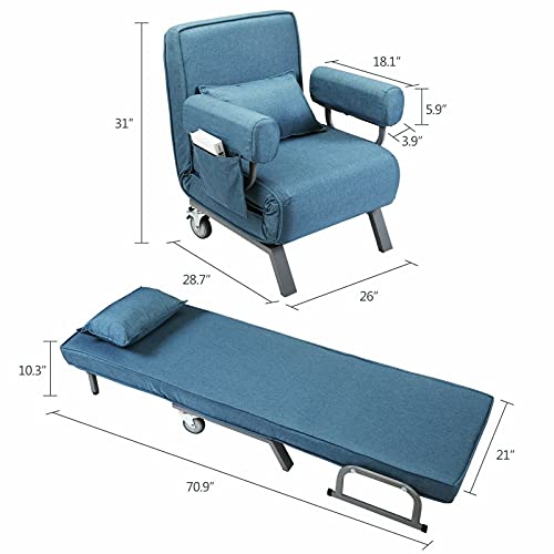 MAXCBD Couch Sleeper Home Recliner Folding Sofa Bed Arm Chair Convertible Sleeper Leisure Recliner Lounge Couch for Small Space Living Room