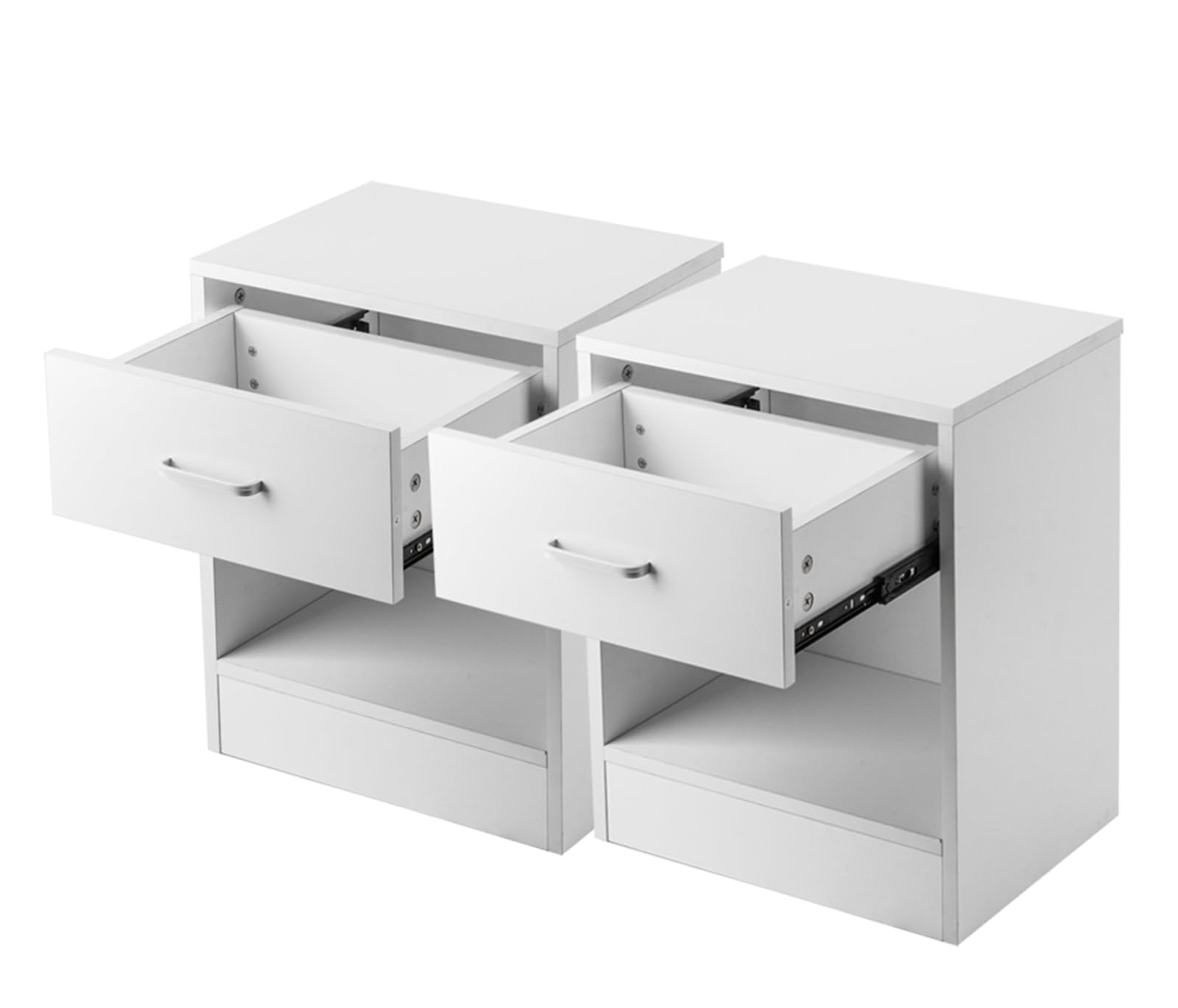 TRIPLE TREE White Nightstands Set of 2, End Table with Bin Drawer and Open Shelf, Small Dresser Bedside Table for Living Room Bedroom