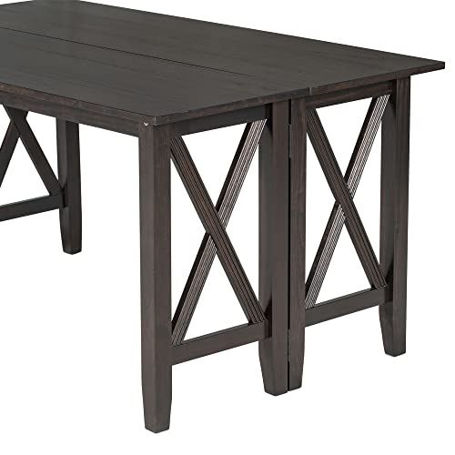 Goohome 6-Piece Kitchen Set, Mid-Century Wooden Foldable Rectangular Dining Table, 4 Upholstered Chairs and Bench Family Furniture, for Home, Apartment, Espresso