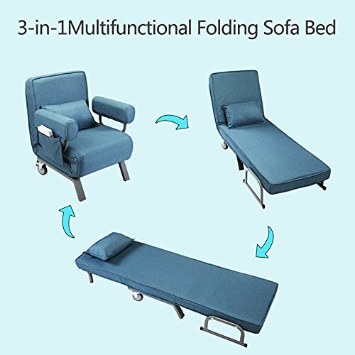 MAXCBD Couch Sleeper Home Recliner Folding Sofa Bed Arm Chair Convertible Sleeper Leisure Recliner Lounge Couch for Small Space Living Room
