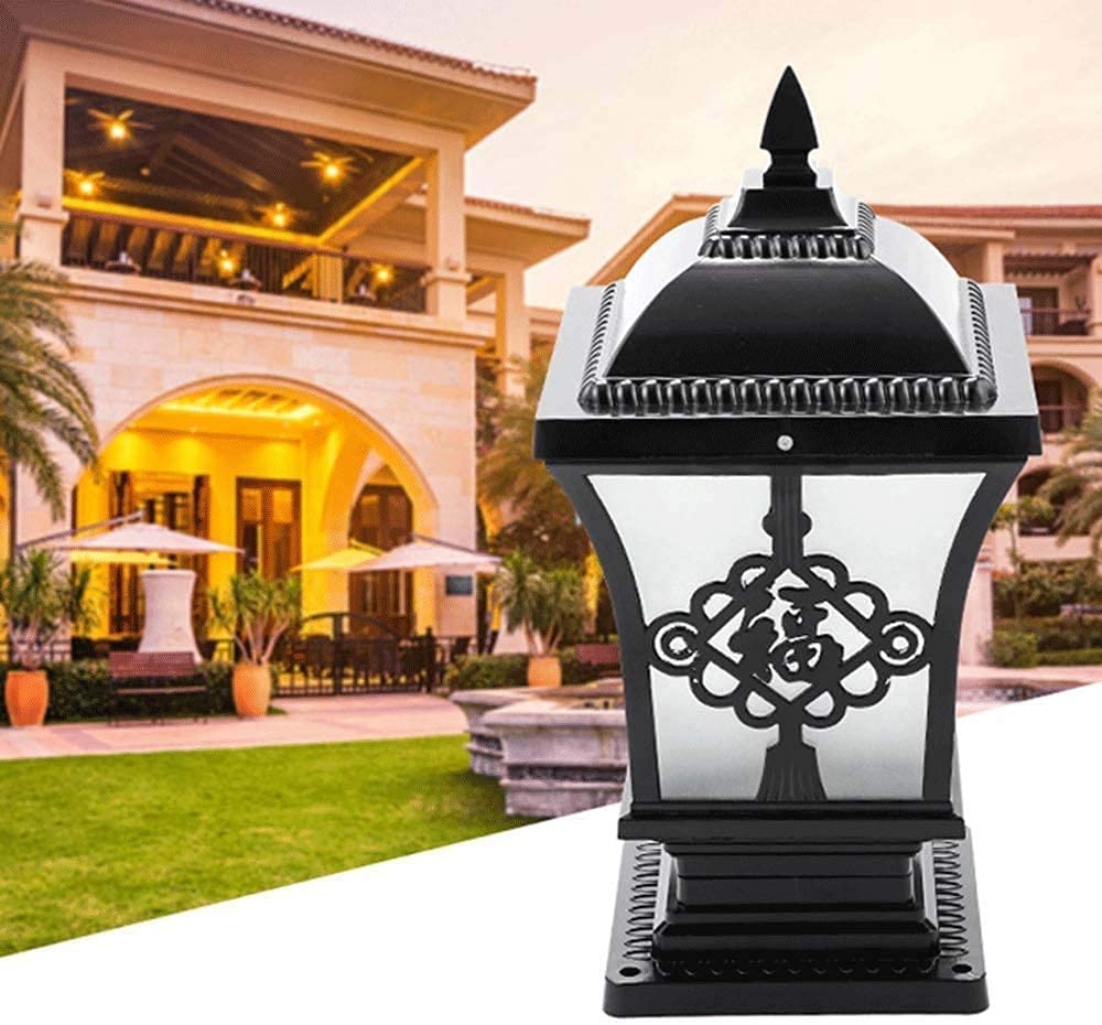 Exterior Lamp Post Lighting Fixtures Waterproof Post Light Post Cap Lamp Patio Garden Decoration Black Antique Outdoor Column Light Die-cast Aluminum Waterproof Front Doorpost Headlight, LED Outdoor W