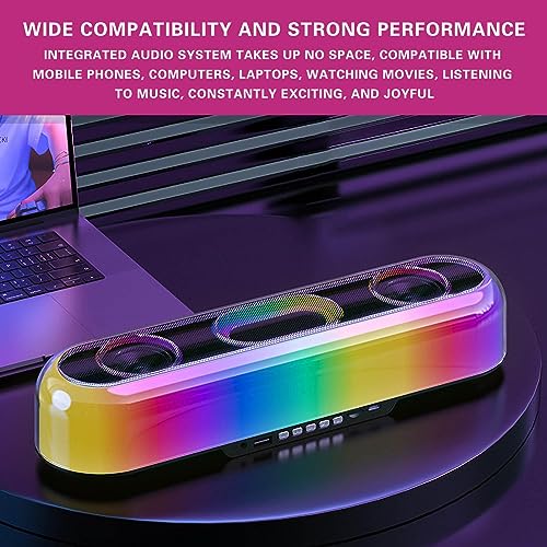 Bluetooth Speaker with RGB Light- Portable Wireless Speaker, Upgrade 52mm Dual Speakers Unit, Multimedia Antimagnetic Speaker, for Computer Home Gaming Party Outdoor Beach Birthday Gift