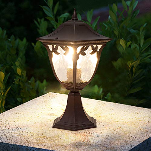 Lights Outdoor Waterproof Moistureproof Column Post Light Rustic European Outdoor Waterproof Post Pole Lamp Lawn Lantern Aluminum Glass IP65 Rainproof Patio Landscape Street Light Garden Villa Courtya