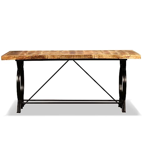 Tidyard Dining Table Mango Wood Tabletop Dinner Table Steel Legs for Kitchen, Bistro, Restaurant, Home Furniture 70.9 x 35.4 x 30 in
