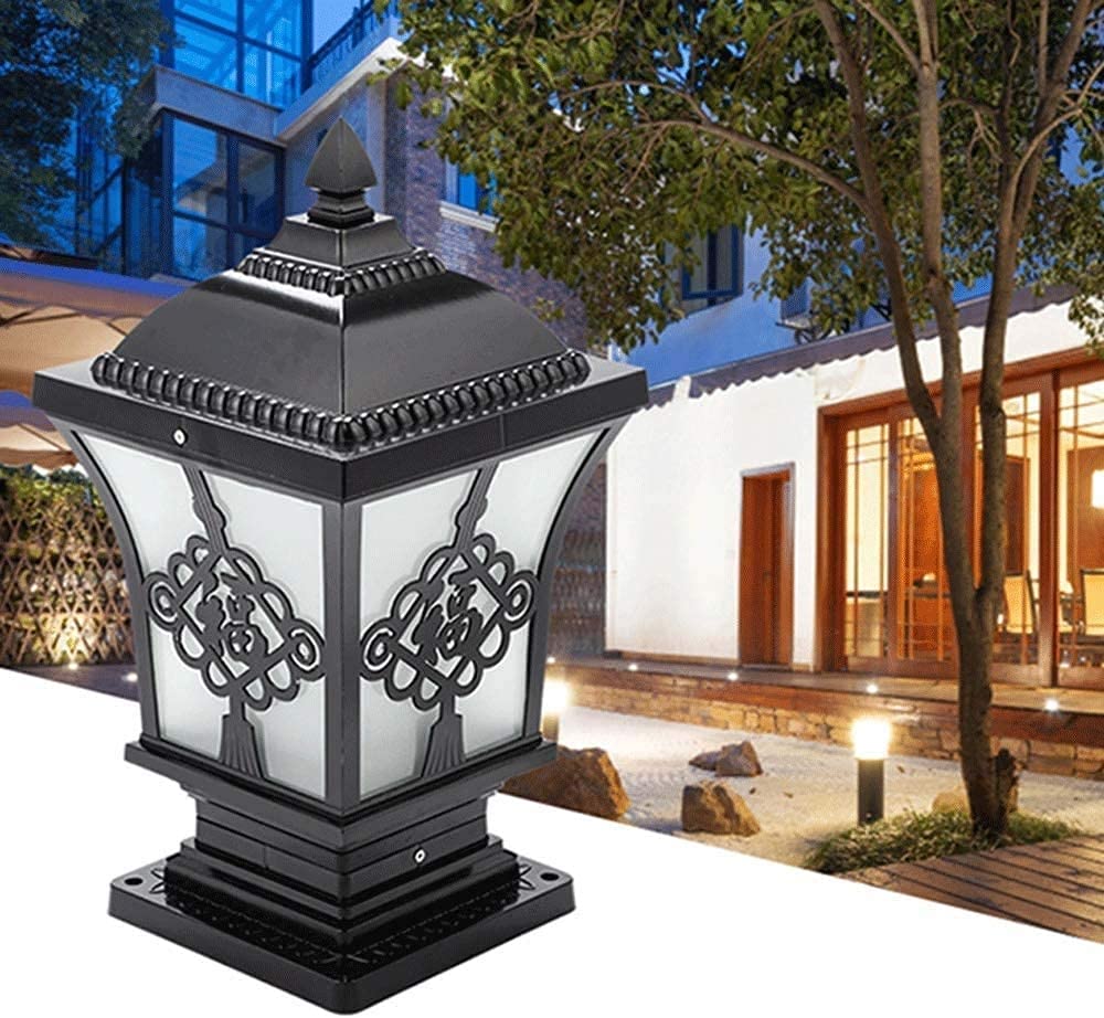 Exterior Lamp Post Lighting Fixtures Waterproof Post Light Post Cap Lamp Patio Garden Decoration Black Antique Outdoor Column Light Die-cast Aluminum Waterproof Front Doorpost Headlight, LED Outdoor W
