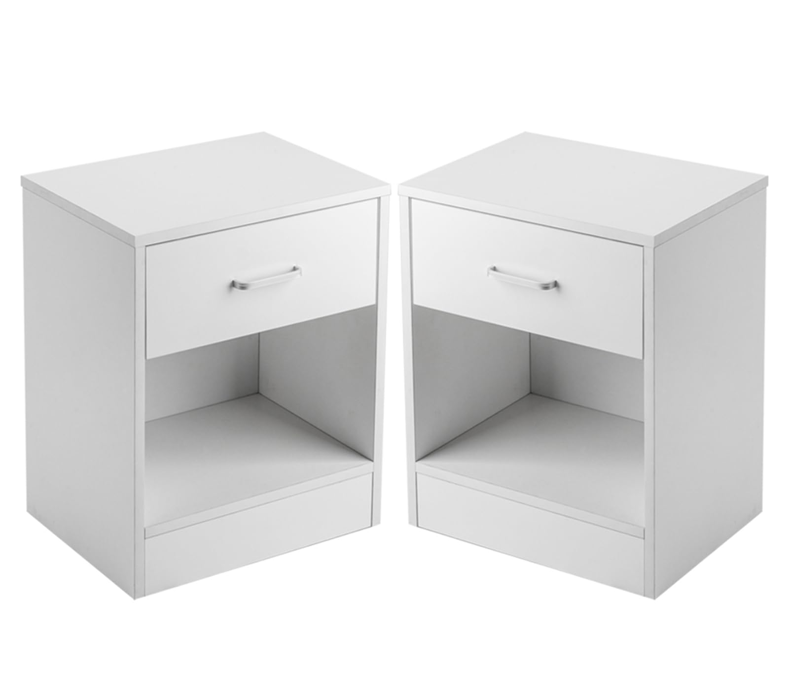 TRIPLE TREE White Nightstands Set of 2, End Table with Bin Drawer and Open Shelf, Small Dresser Bedside Table for Living Room Bedroom