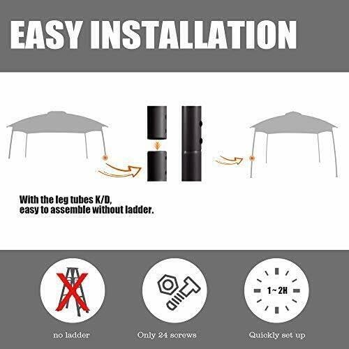 BBQ Gazebo Canopy 10x12 Gazebo for Patio, Double Vent Canopy 10 x 12 ft Straight Leg(Khaki) Grill Gazebo Shelter for Patio, Garden