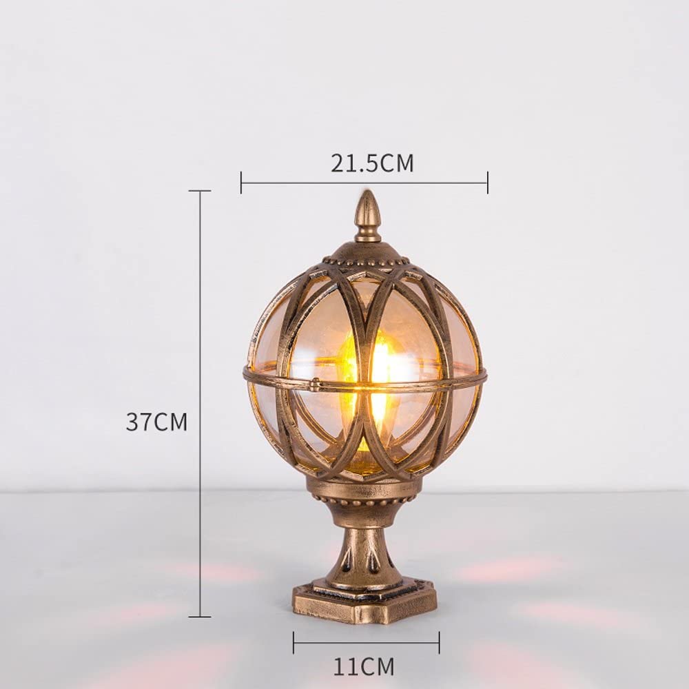 SYUFRE Outdoor Post Light Fixture IP65 Exterior Rainproof Glass Post Lanterns Globe Post Lamp Fence Table Light Lawn Garden Landscape Lamp for Courtyard Decorative Lighting