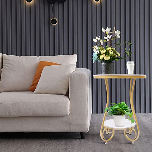 End Table, Modern Round Coffee Table 2-Tier Storage Space Round End Table Side Table Nightstand for Storing and displaying Objects and Decorations for Living Room Bedroom Office Small Space