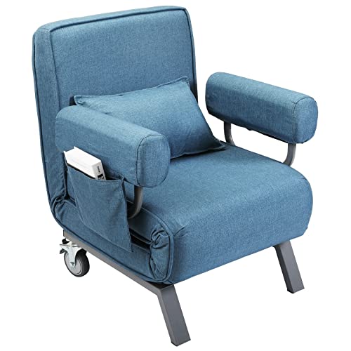 MAXCBD Couch Sleeper Home Recliner Folding Sofa Bed Arm Chair Convertible Sleeper Leisure Recliner Lounge Couch for Small Space Living Room