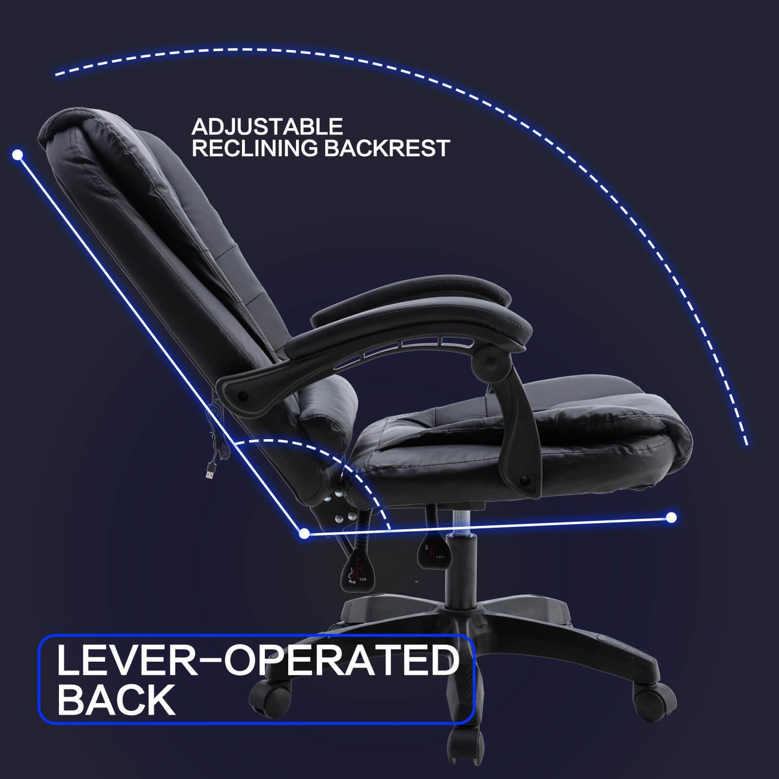 Office Chair Swivel Ergonomic Executive Computer Task Desk Seat Chairs Black Faux Leather Comfortable and Adjustable