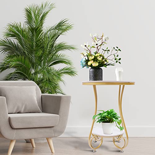 End Table, Modern Round Coffee Table 2-Tier Storage Space Round End Table Side Table Nightstand for Storing and displaying Objects and Decorations for Living Room Bedroom Office Small Space