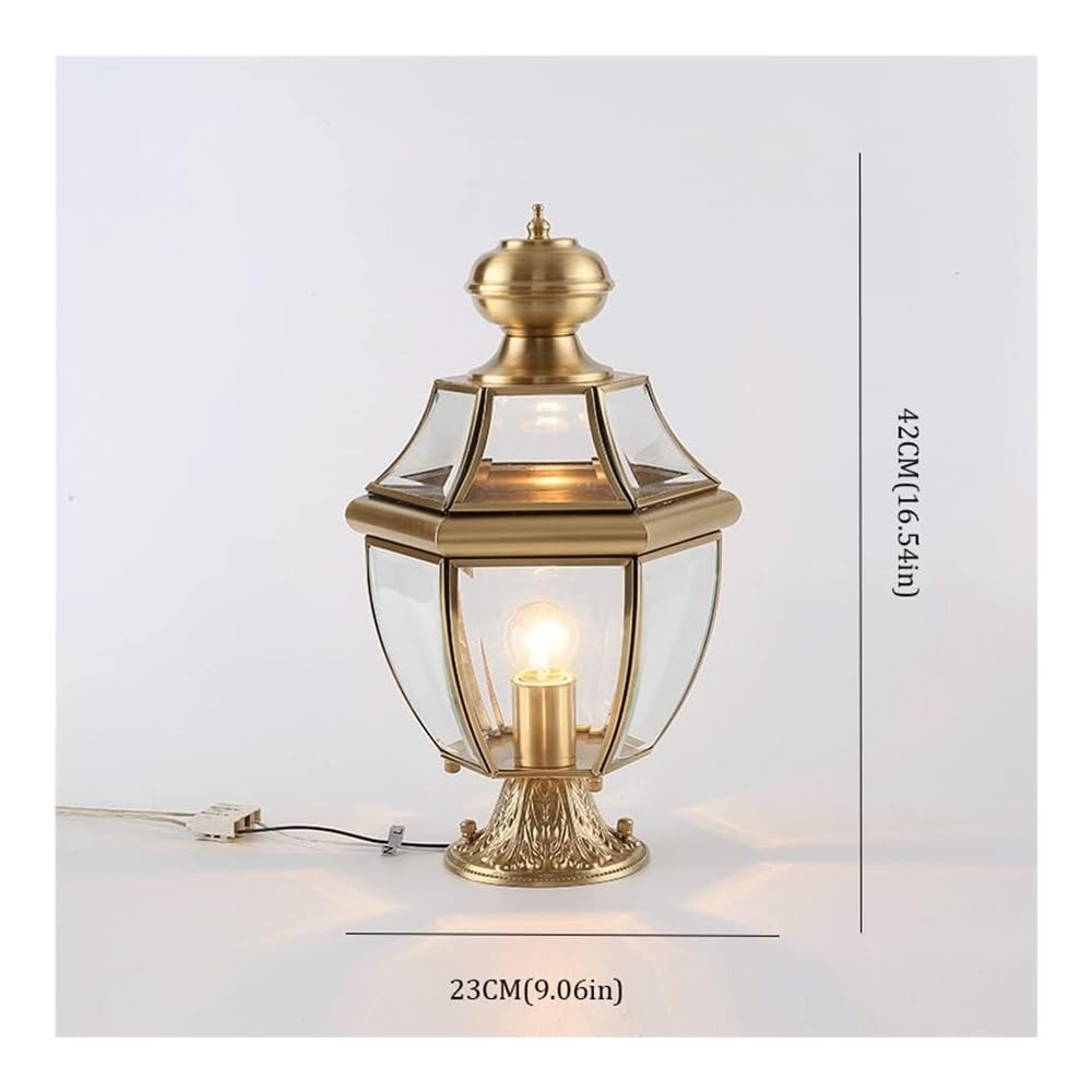 SANBDDLYY Outside Deck Streetlight Home Lawn Driveway Backyard Backyard Column Lamp Water Proof Outdoor Post Light E27 Simplicity Brass Exterior Pillar Lamp Villa Fence Gate House Porch Patio