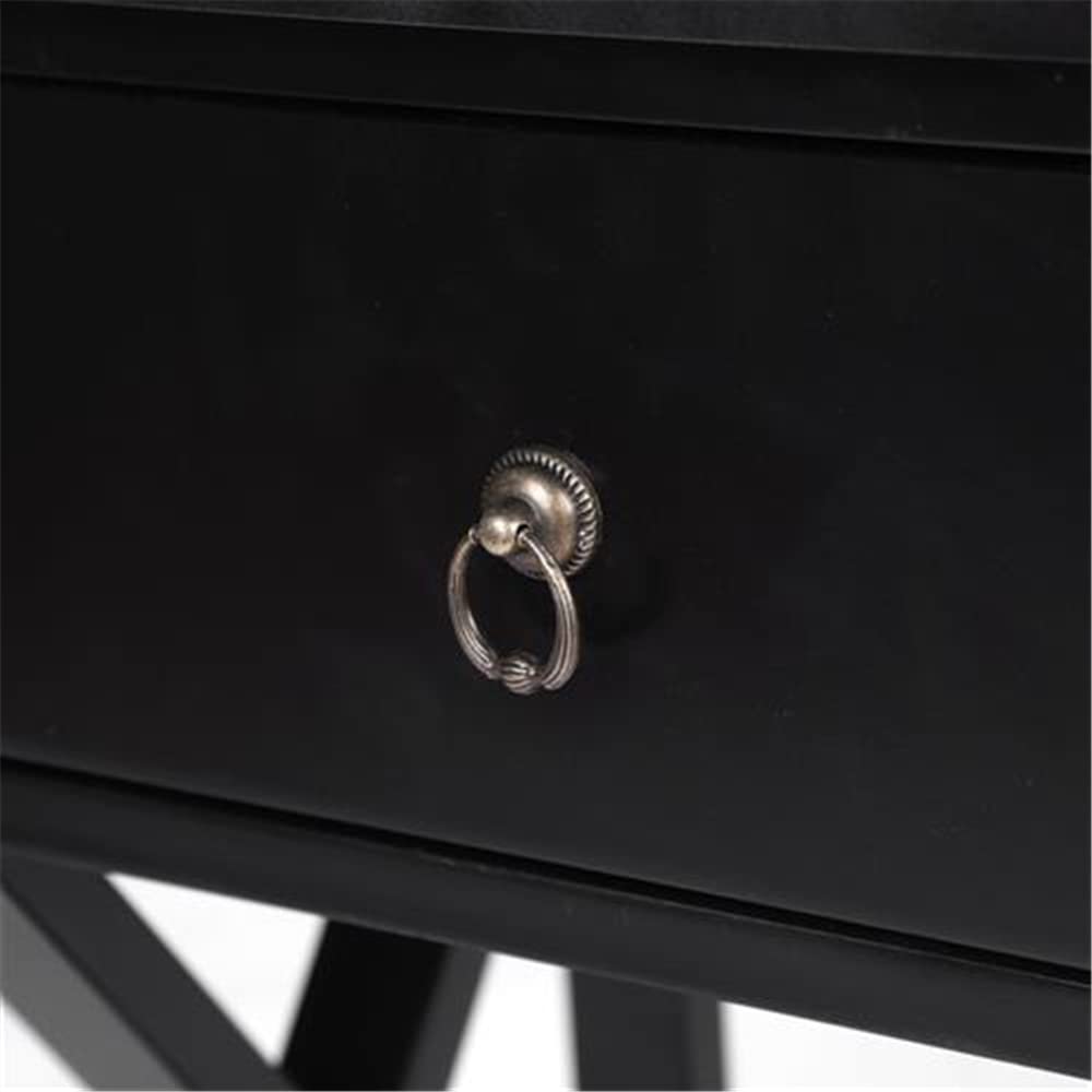 Black Side Table, End Table with 1 Drawer, 1 Open Shelf End Table Storage Shelf, Side Table Modern Nightstand, Sofa Beside Table for Living Room, Foyer, Bedroom (40 x 30 x 55) cm (L x W x H)